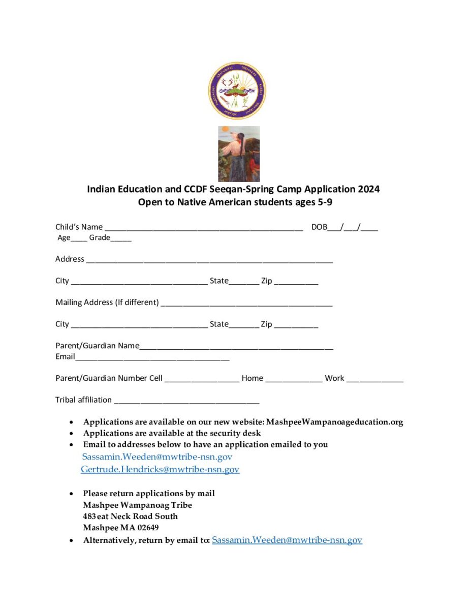 Spring camp 2024 application | Mashpee Wampanoag Tribe
